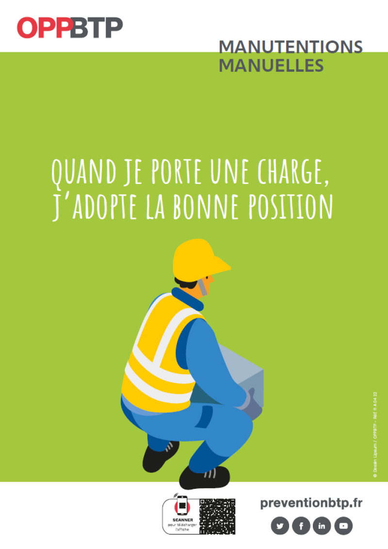 Quand je porte une charge, j'adopte la bonne position | Prévention BTP